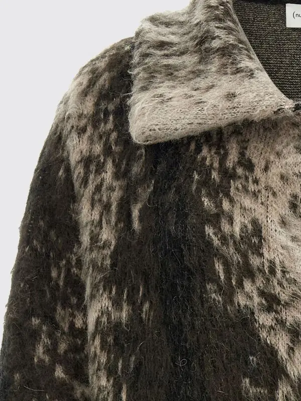 NUDE Long Alpaca Wool Coat With An Abstract Pattern And A Classic Collar