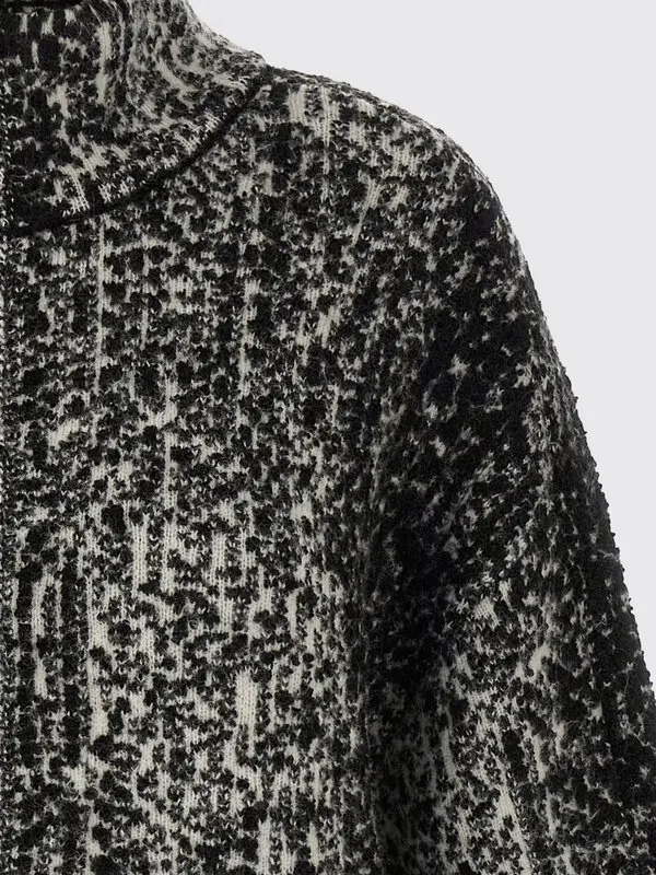 NUDE Zip-up Turtleneck Cardigan In An Abstract Patterned Wool Blend