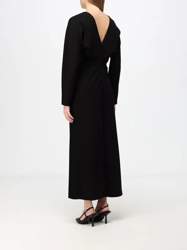 MEIMEIJ Long-sleeved Crêpe Sheath Gown With A Round Neck - Black
