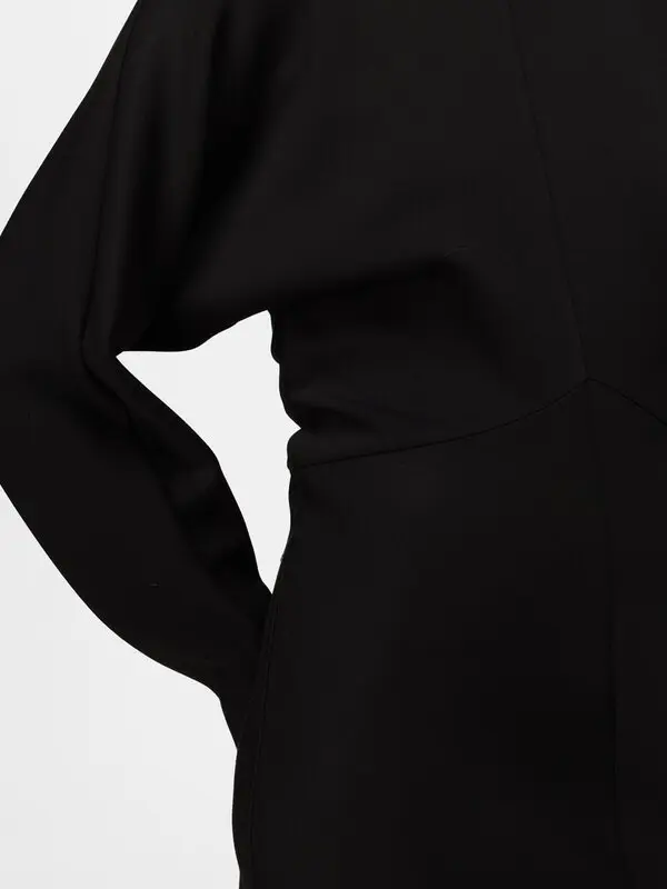MEIMEIJ Long-sleeved Crêpe Sheath Gown With A Round Neck - Black
