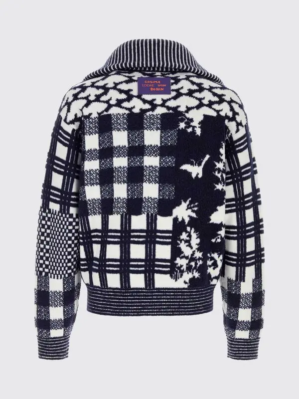 Loewe Abstract Pattern Wool Half-zip Jumper With Ribbed Hems
