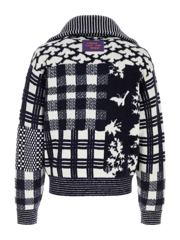 Loewe Abstract Pattern Wool Half-zip Jumper With Ribbed Hems