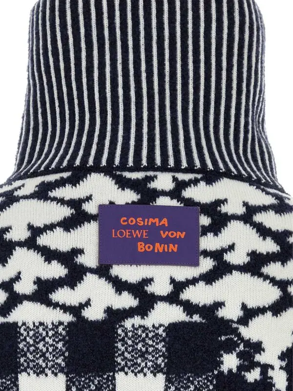 Loewe Abstract Pattern Wool Half-zip Jumper With Ribbed Hems