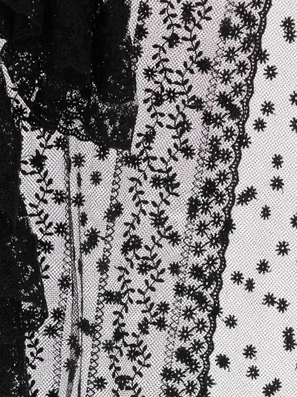 Alberta Ferretti Lace Blouse With V-neck And Ruffle Details