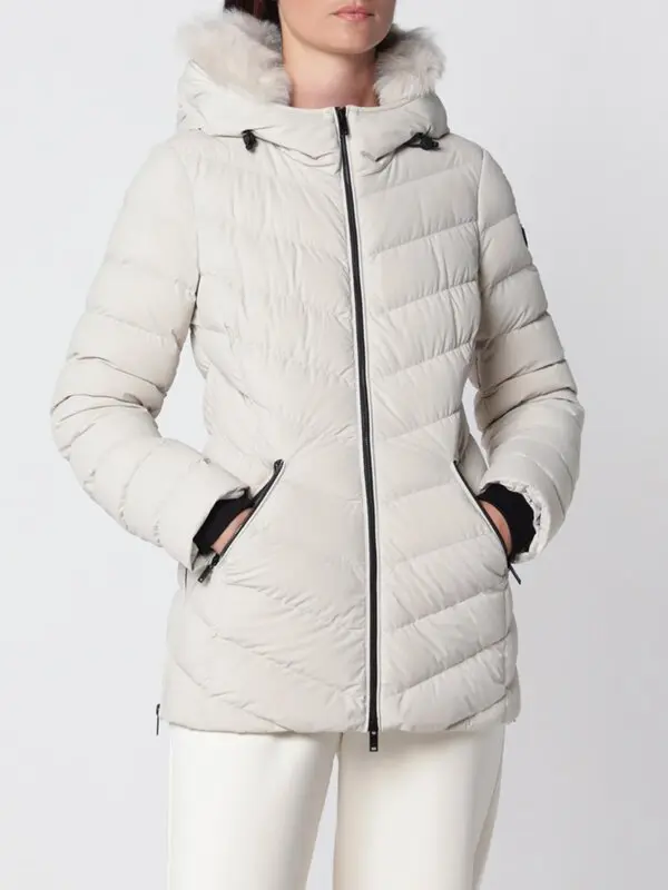 Moose Knuckles Roselawn Slim Fit Nylon Down Jacket With Shearling Hood