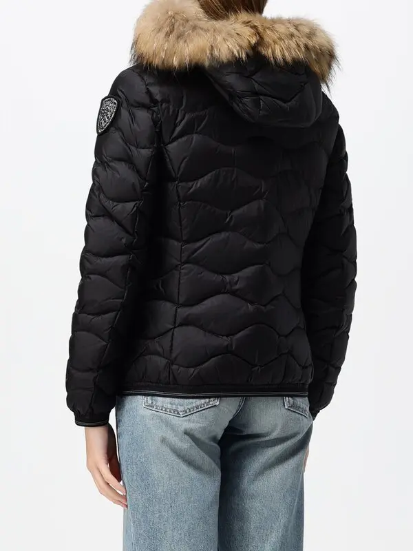 BLAUER. Camelia Slim Fit Short Down Jacket With Shearling Hood - Black