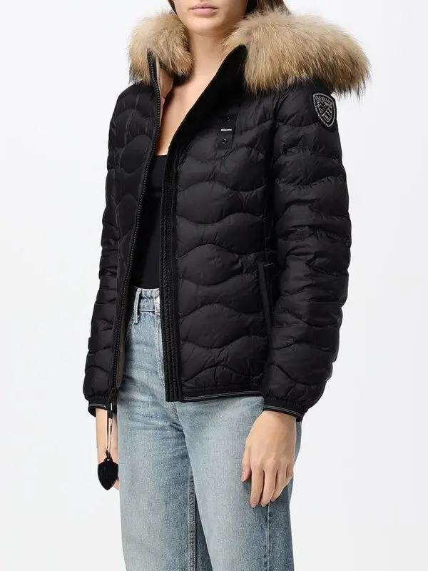 BLAUER. Camelia Slim Fit Short Down Jacket With Shearling Hood - Black