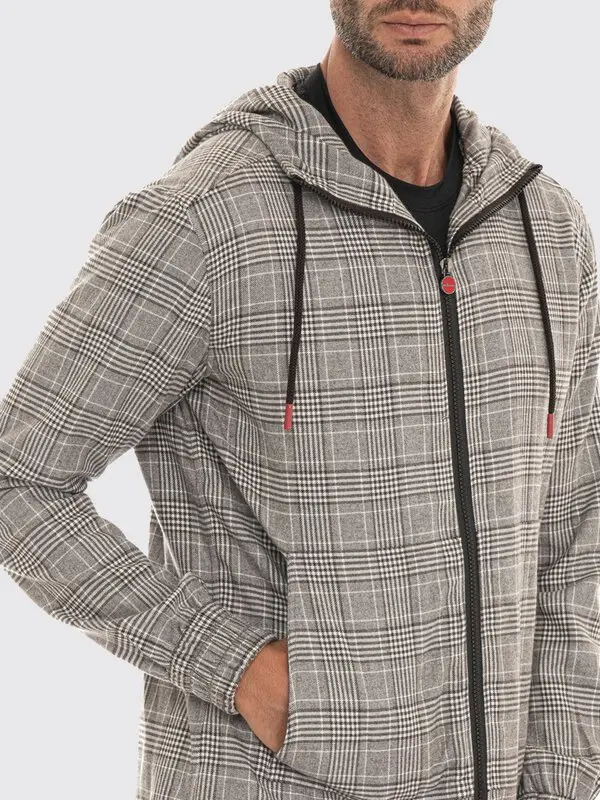 Kiton Tartan Cotton Zip-up Hoodie With Dropped Shoulders