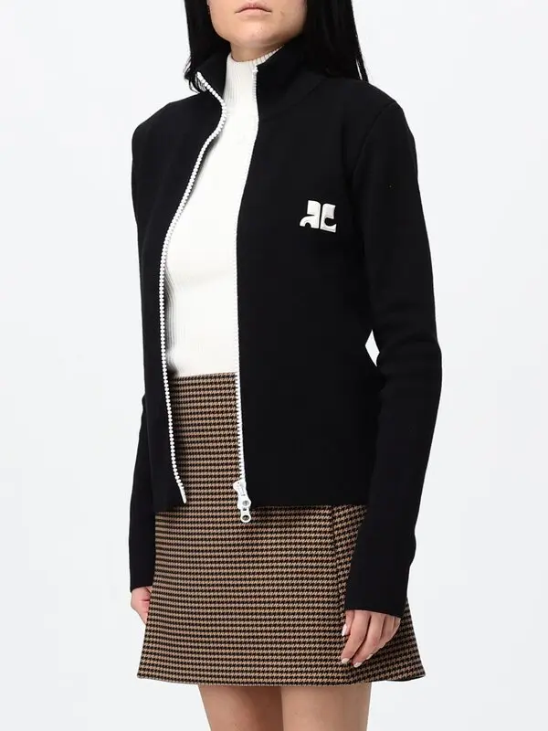 COURREGES Slim-fit Wool Turtleneck Jumper With Zip And Contrasting Logo