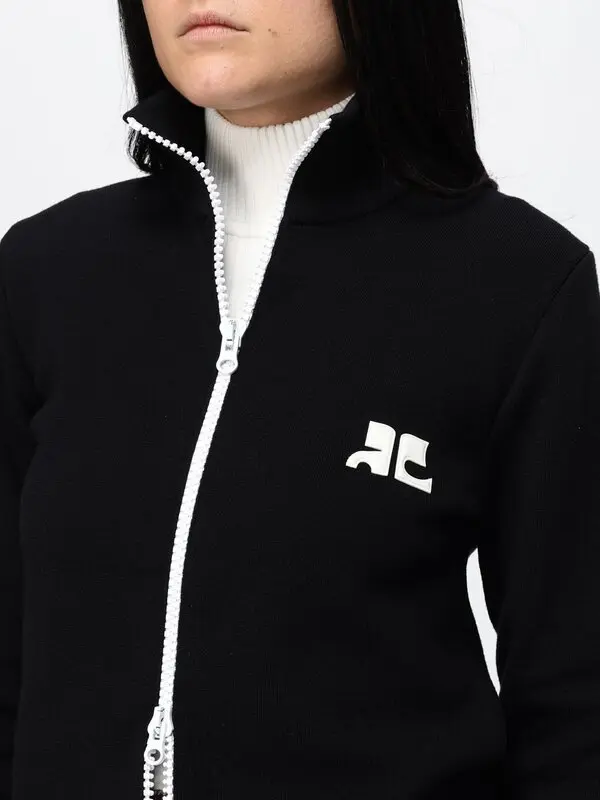 COURREGES Slim-fit Wool Turtleneck Jumper With Zip And Contrasting Logo