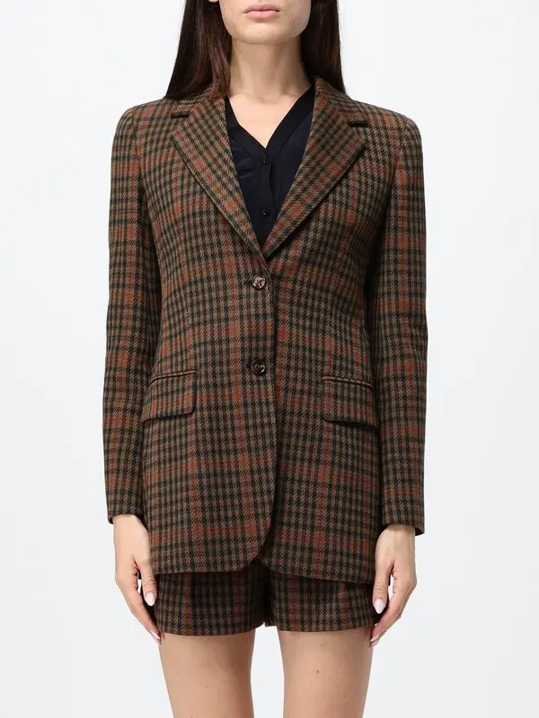 Max Mara Houndstooth Virgin Wool And Cotton Single-breasted Blazer
