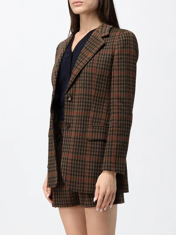 Max Mara Houndstooth Virgin Wool And Cotton Single-breasted Blazer