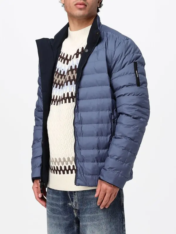 EA7 Reversible Short Nylon Puffer Jacket With High Neck - Blue