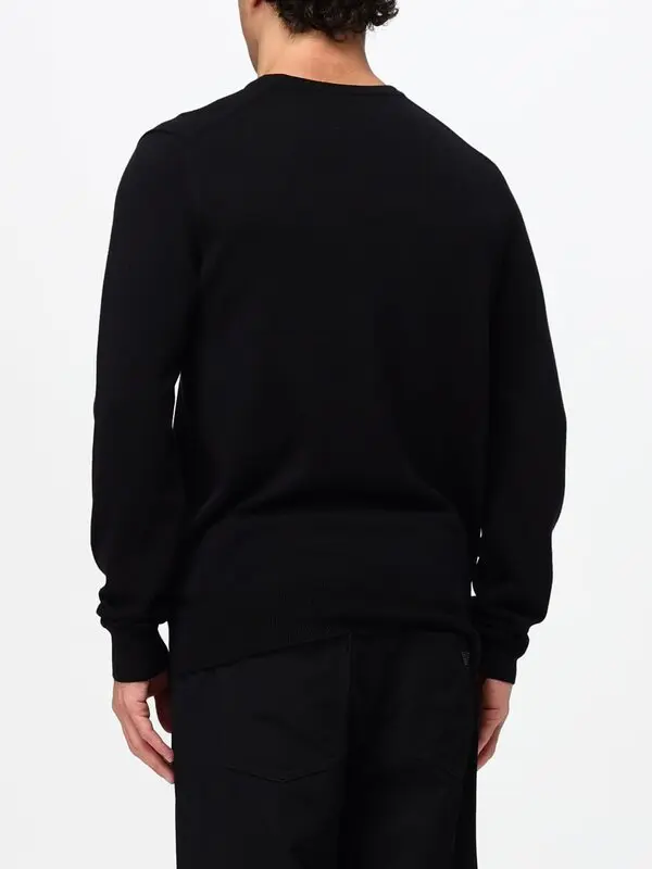Fred Perry V-neck Wool And Cotton Blend Jumper With Embroidered Logo - Black