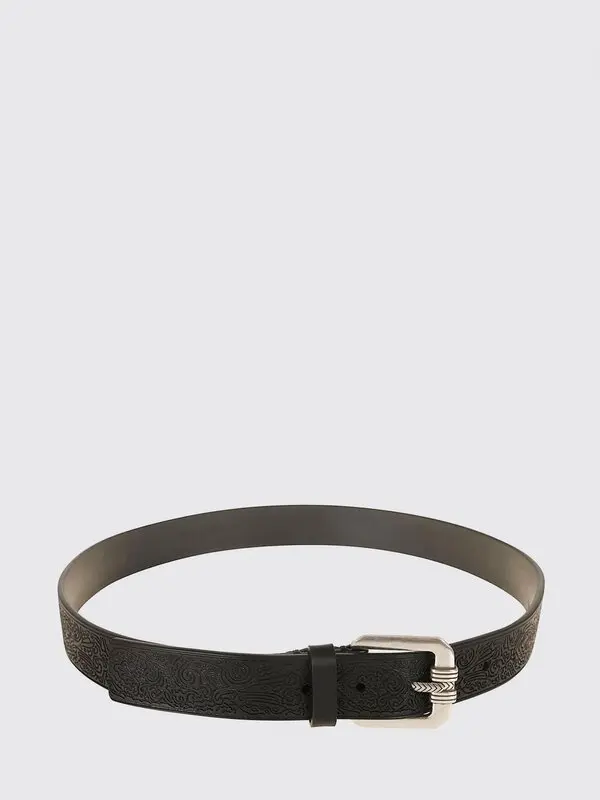 Etro Adjustable Belt In Embossed Calf Leather With Pin Buckle