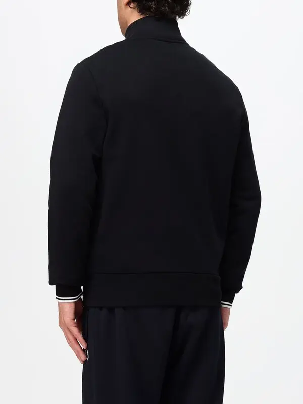 Fred Perry High Neck Cotton Zip-up Sweatshirt With Embroidered Logo