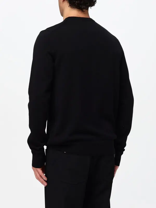 Fred Perry Crewneck Wool Blend Jumper With Ribbed Trims And Embroidered Logo - Black