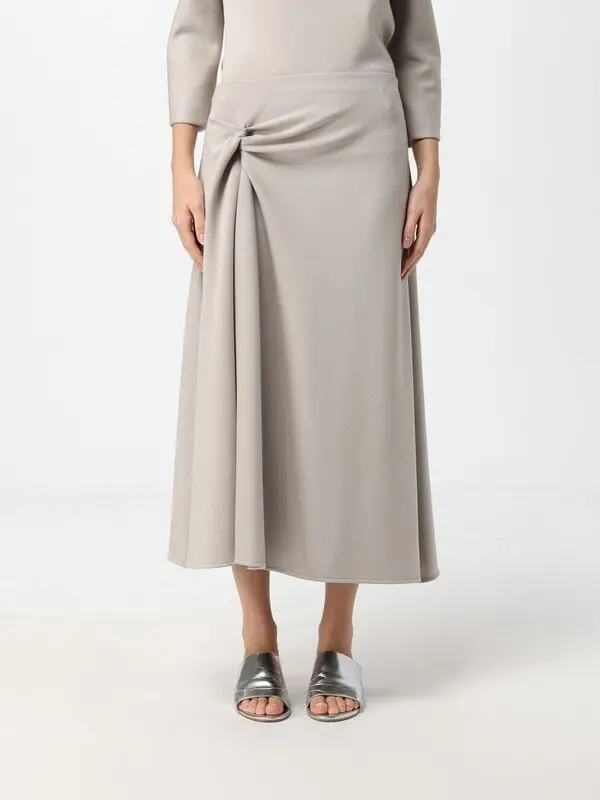 MEIMEIJ Asymmetrical Midi Skirt In Viscose With Draped High Waist - Grey