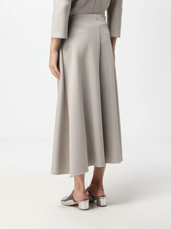 MEIMEIJ Asymmetrical Midi Skirt In Viscose With Draped High Waist - Grey