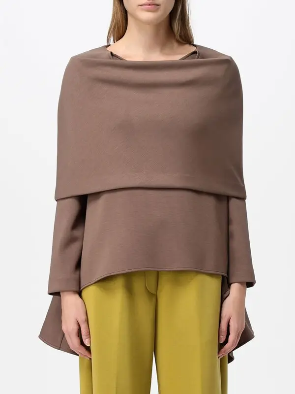 MEIMEIJ Long-sleeved Crêpe Blouse With A Crew Neck And Asymmetric Hem