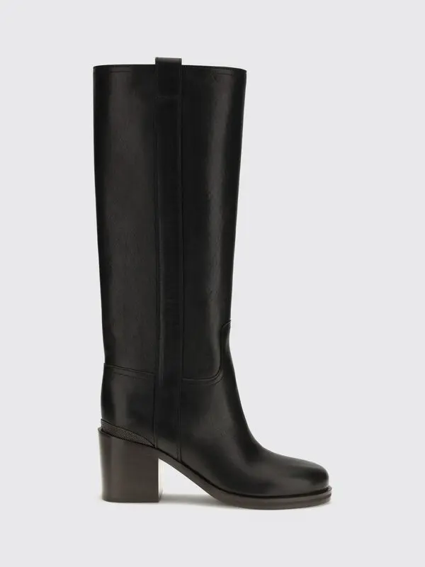 Brunello Cucinelli Smooth Calfskin Knee-high Boots With Medium Heel
