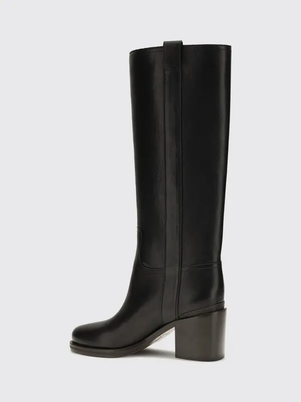 Brunello Cucinelli Smooth Calfskin Knee-high Boots With Medium Heel