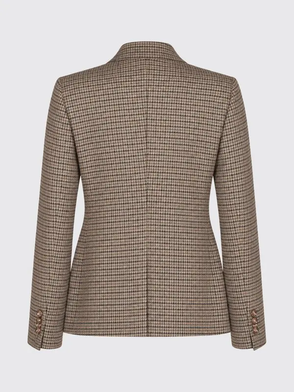 Tagliatore Single-breasted Blazer In Houndstooth Wool Blend With Peak Lapels