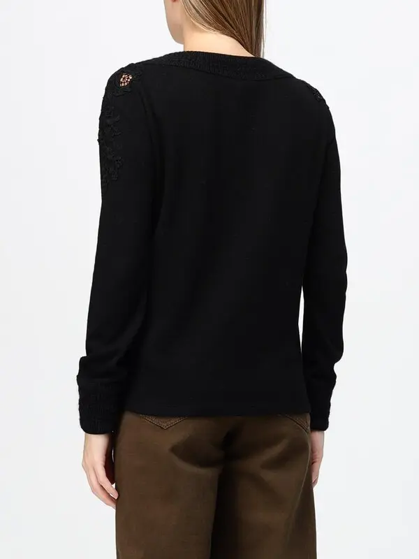 Ermanno Scervino Wool Blend Jumper With Floral Embroidery - Black