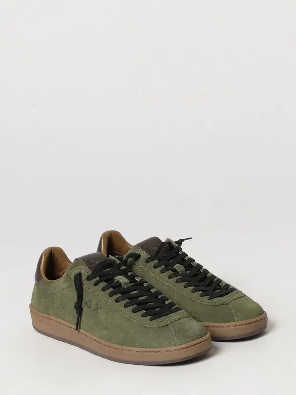 SUN 68 Low-top Suede Sneakers With Padded Ankle And Embossed Logo - Green