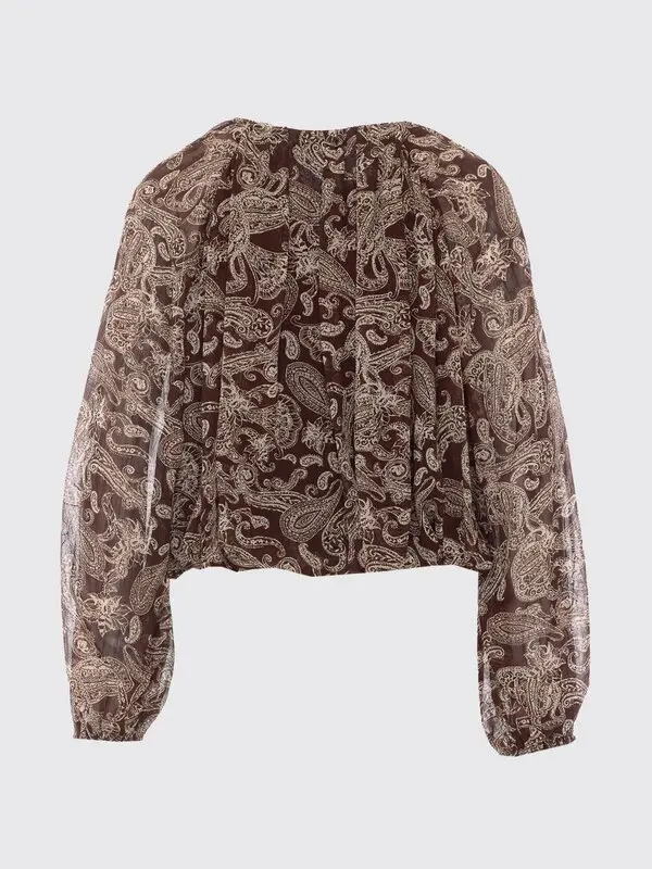 ELEH Paisley Print Rayon Blouse With Balloon Sleeves