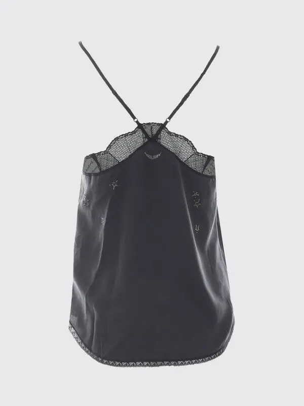 Zadig&Voltaire Crystal-embroidered Silk And Lace Evening Top