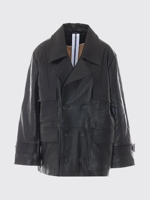 SWORD 6644 Double-breasted Relaxed Fit Leather Biker Jacket