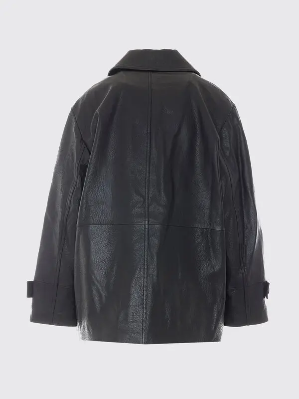 SWORD 6644 Double-breasted Relaxed Fit Leather Biker Jacket