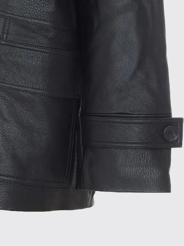SWORD 6644 Double-breasted Relaxed Fit Leather Biker Jacket