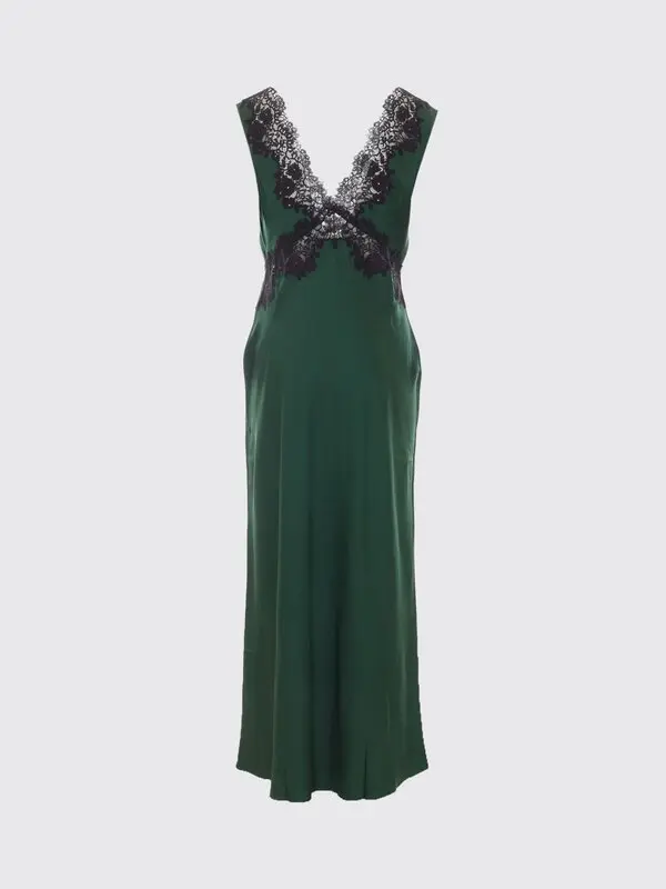Rixo Viscose And Silk Satin Midi Slip Dress With Lace Inserts