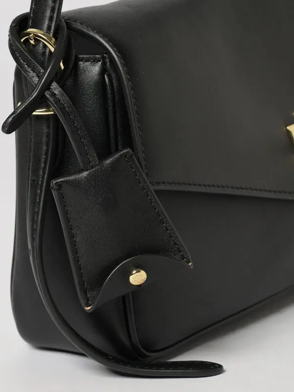Ralph Lauren Farrah Monogram Smooth Leather Shoulder Bag With Charm