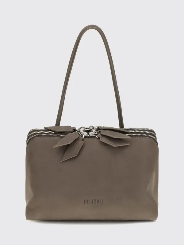 Attico Nubuck Shoulder Bag With Tubular Handle And Zip Closure - Grey