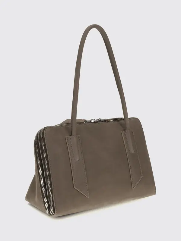 Attico Nubuck Shoulder Bag With Tubular Handle And Zip Closure