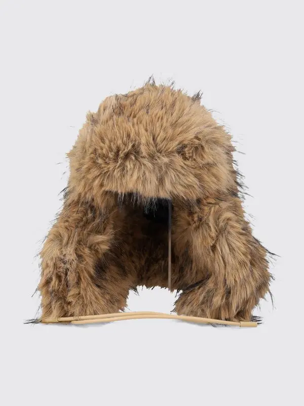 Goldbergh Bi Faux Fur Aviator Hat With Embroide Logo - Beige