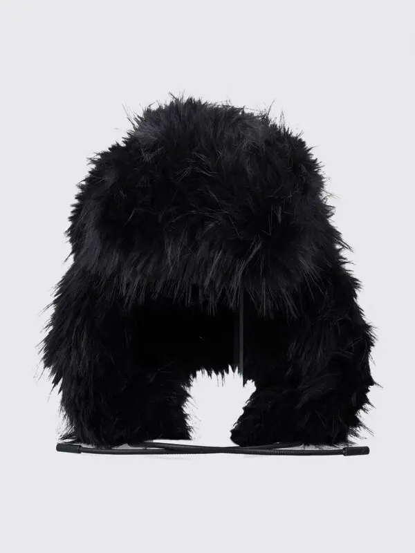 Goldbergh Bi Faux Fur Aviator Hat With Embroide Logo - Black