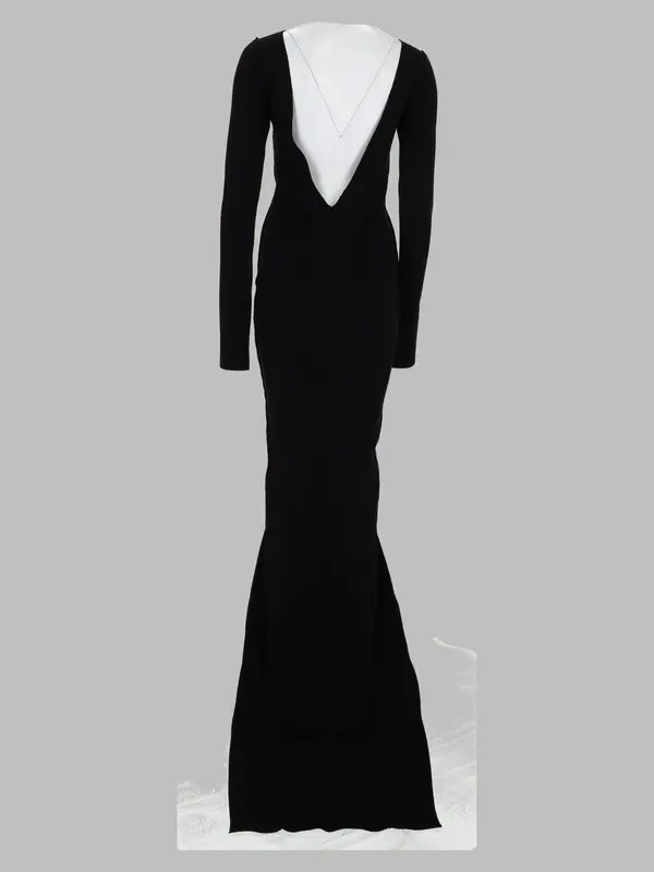 Rick Owens Abito Lungo Attillato In Maglia