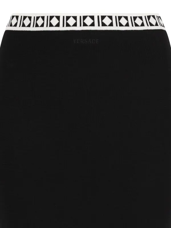 Versace Gonna Midi Jacquard Con Logo - Black