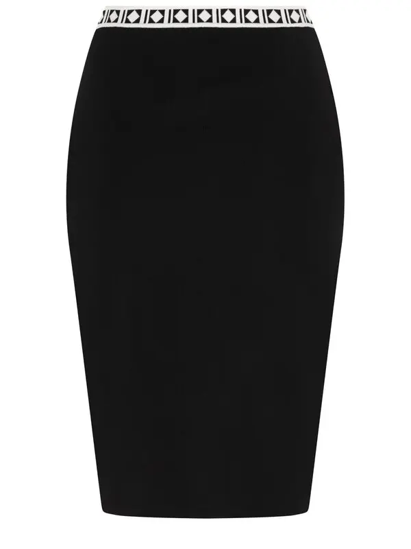 Versace Gonna Midi Jacquard Con Logo - Black