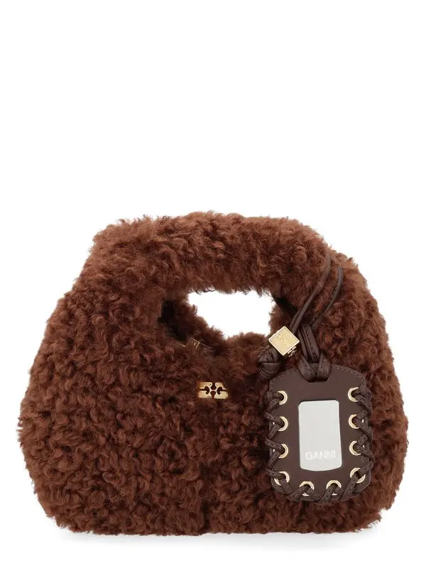 GANNI Borsa Mini Hobo In Faux Fur