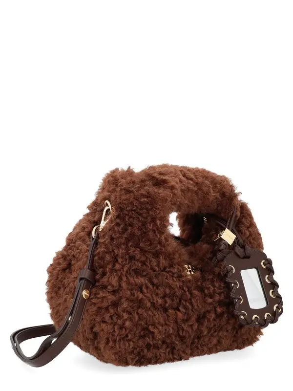 GANNI Borsa Mini Hobo In Faux Fur