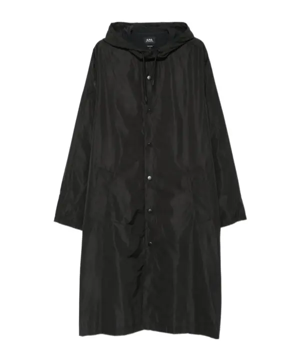 A.p.c. Kim Logo Hooded Coat - Black