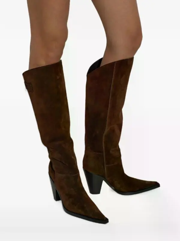 Moschino Suede Heeled Knee-high Boots