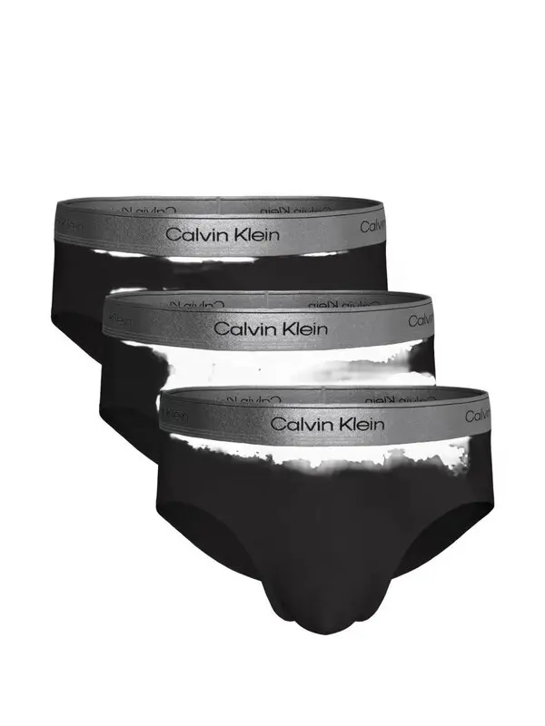 Calvin Klein Logo-waistband Pack Of Three Briefs - Black