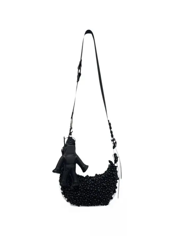 INNERRAUM Beaded-embellished Robot-charm Shoulder Bag - Black