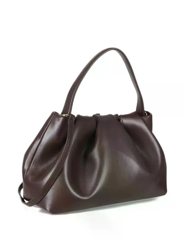 THEMOIRE Athena Ruched Tote Bag - Brown